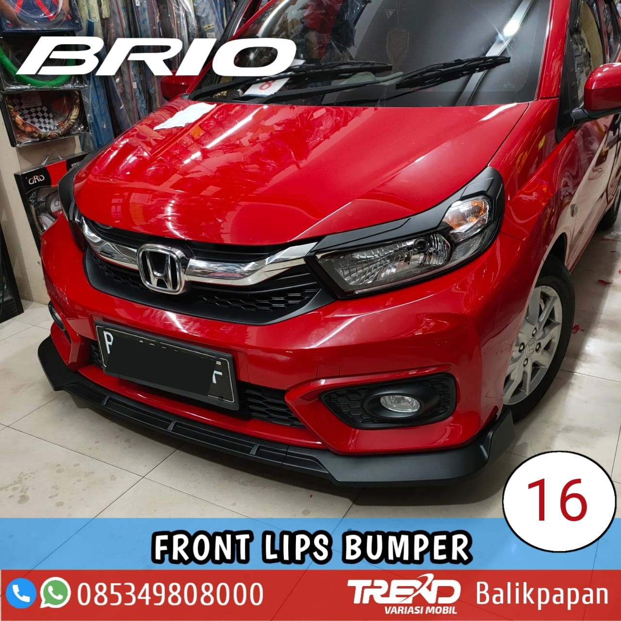 Brio All New, Front Lips Bumper Black Dofff - Trend Variasi